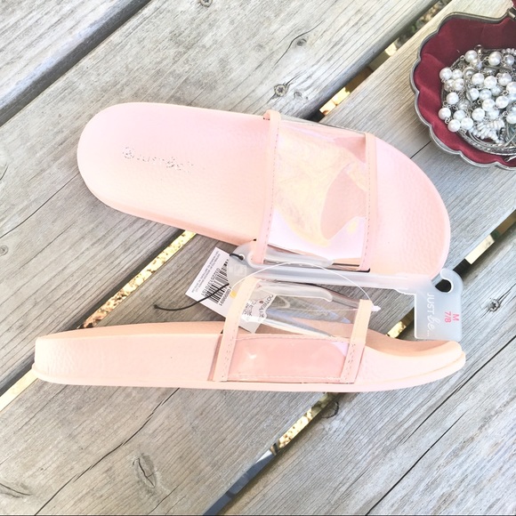 Just Be... | Shoes | Nwt Pink Clear Plastic Slides | Poshmark